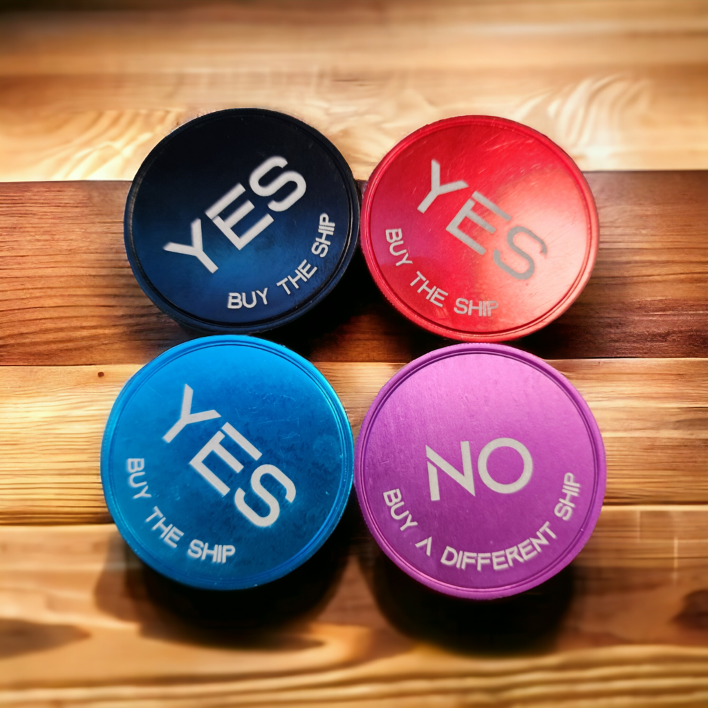 Anodized Aluminum Ship Decision Coin – AngryPCTech